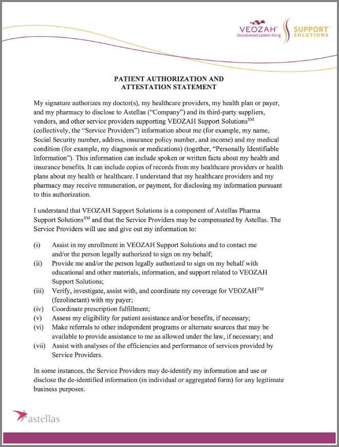 Healthcare Professionals Resources | VEOZAH® (fezolinetant)