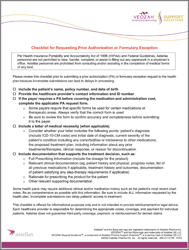 Healthcare Professionals Resources | VEOZAH® (fezolinetant)